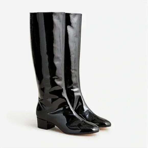 J. Crew | Shoes | J Crew Black Patent Leather Knee High Boots 6 | Poshmark